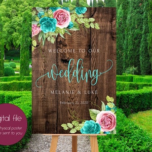 Teal Welcome Sign,blush and Teal Decoration,welcome Wedding Reception ...