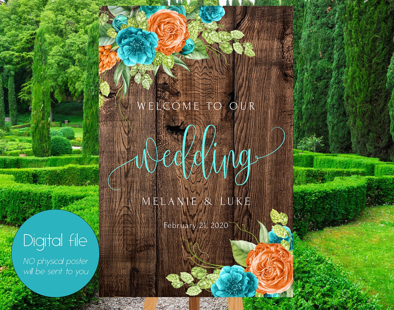 Welcome Wedding Sign Teal and Orange Sign Teal and Orange - Etsy