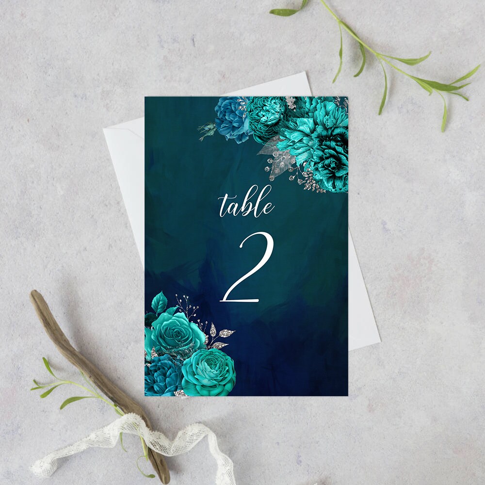 Teal Table Numbers Teal Wedding ThemeTable NumbersTeal | Etsy