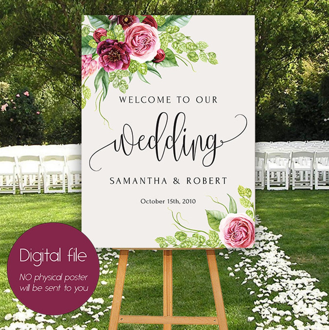 Welcome Wedding Signwelcome Wedding Reception Signburgundy - Etsy
