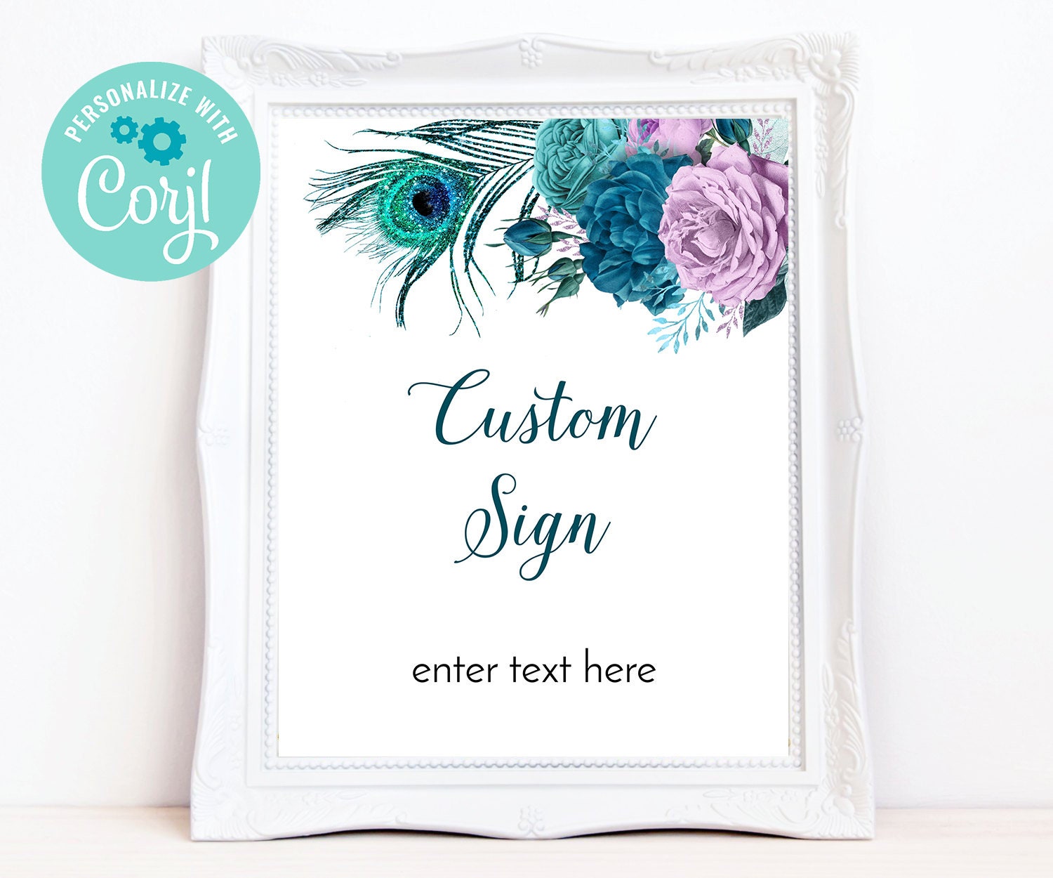 Peacock Wedding Sign Teal Peacock Sign Template Peacock - Etsy