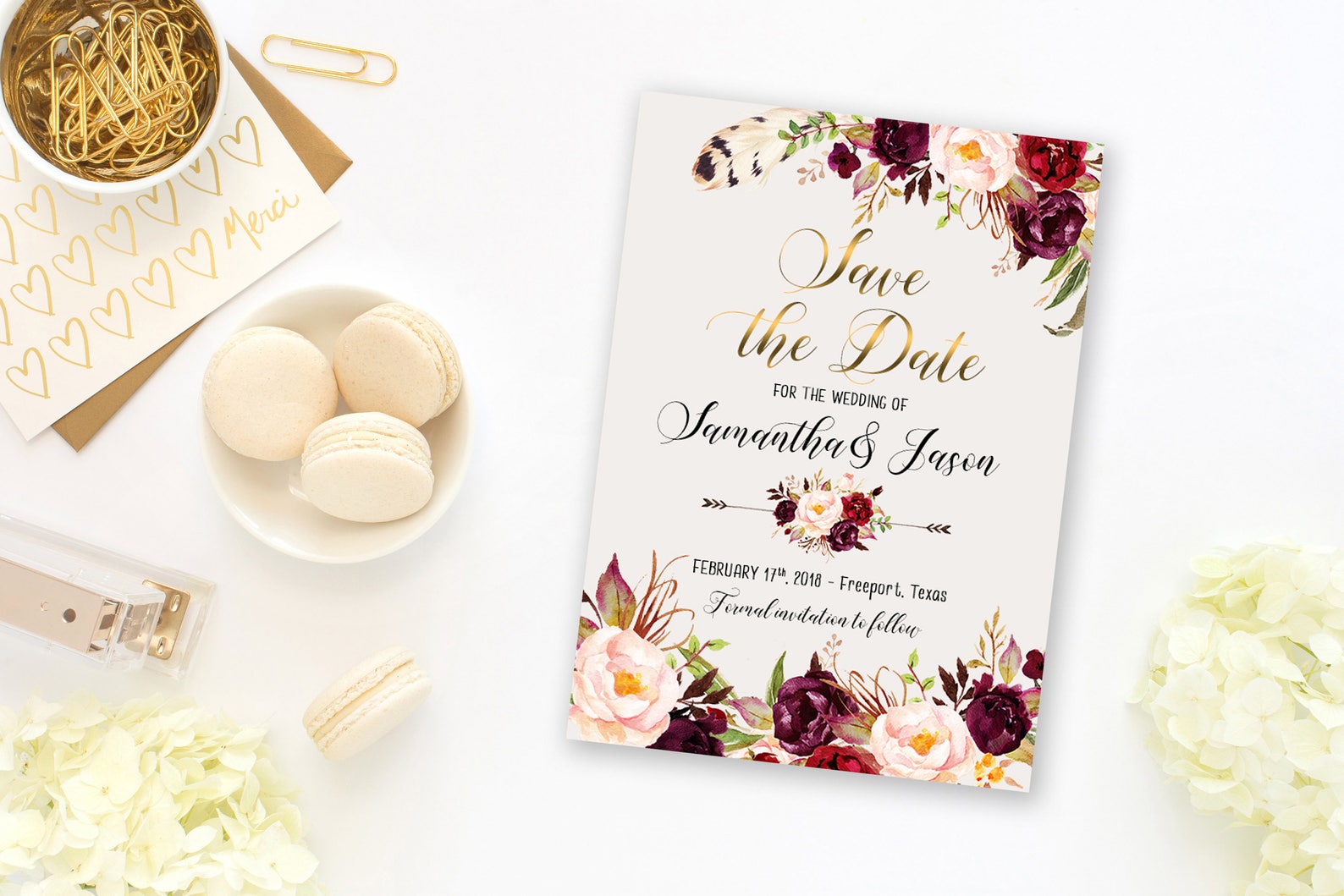 Save the Date Invitation Printable Invitation Floral Wedding - Etsy