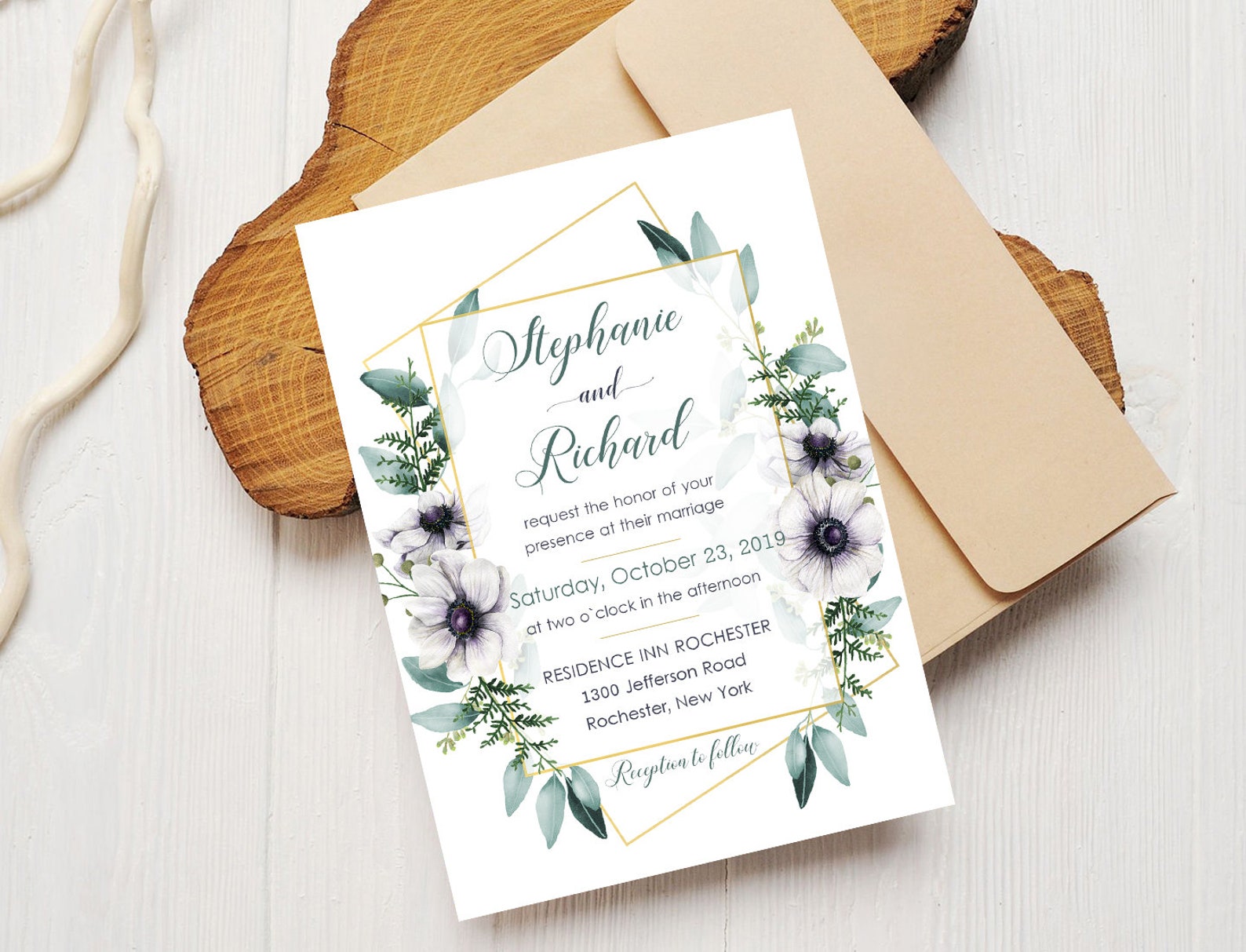 Greenery Wedding Invitationprintable Greenery Wedding - Etsy