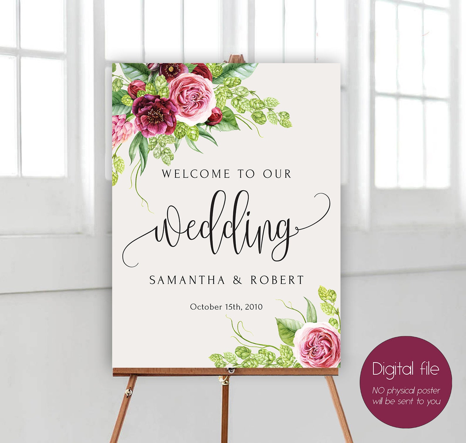 Welcome Wedding Sign,welcome Wedding Reception Sign,burgundy Blush ...