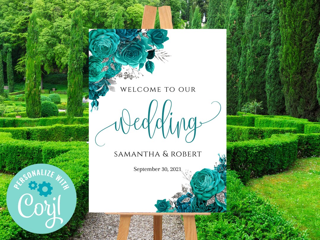 Teal Green Welcome Sign, Welcome Sign, Welcome Template, Teal ...