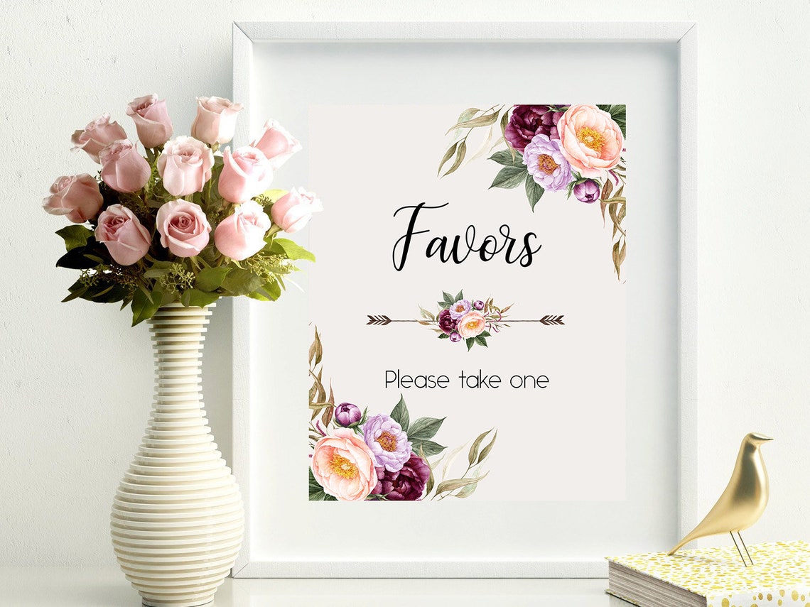 Favors printable signWedding Printable SignPurple Violet | Etsy