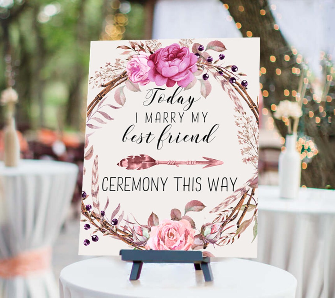 Wedding This Way Sign, Wedding Sign, Blush Pink, Boho Wedding ...