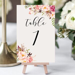 Wedding Table Numbers,printable Table Numbers,blush Pink, Peach,table ...