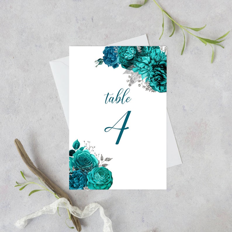 Teal Table Numbers Teal Wedding Themetable Numbersteal - Etsy