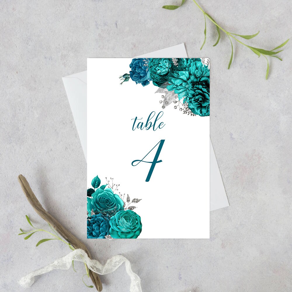 Teal Table Numbers Teal Wedding ThemeTable NumbersTeal | Etsy