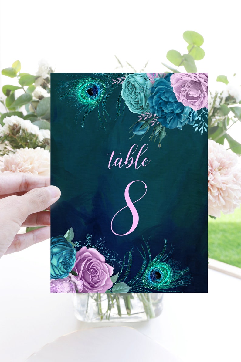 Teal Wedding Table Numberspeacock Theme Table Numbersteal | Etsy