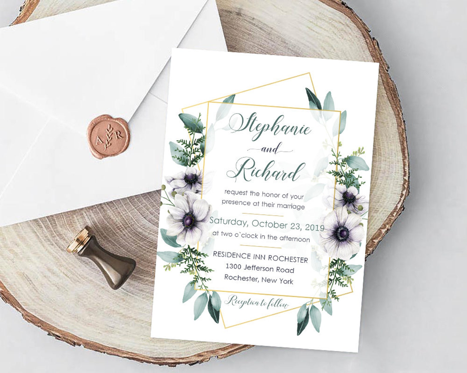 Greenery Wedding Invitationprintable Greenery Wedding - Etsy