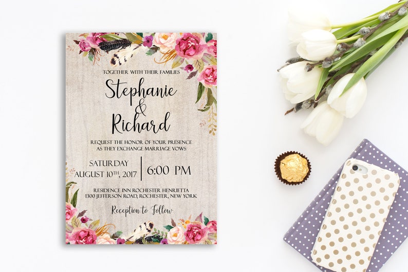 Wedding Rustic Invitation Printable Wedding Invitation - Etsy