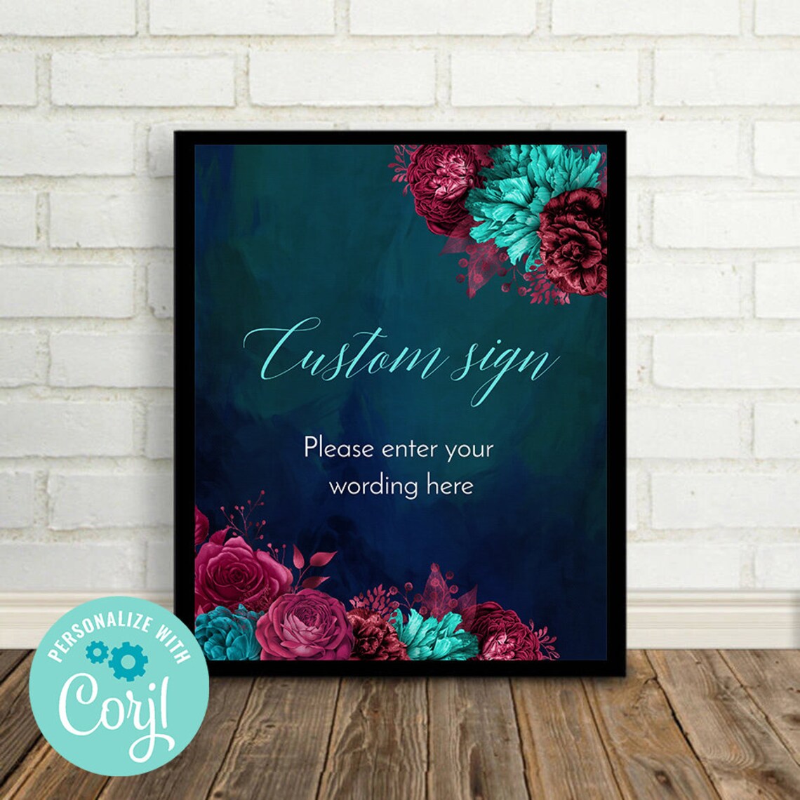 Teal and Burgundy Wedding Sign Custom Sign Template Teal and - Etsy