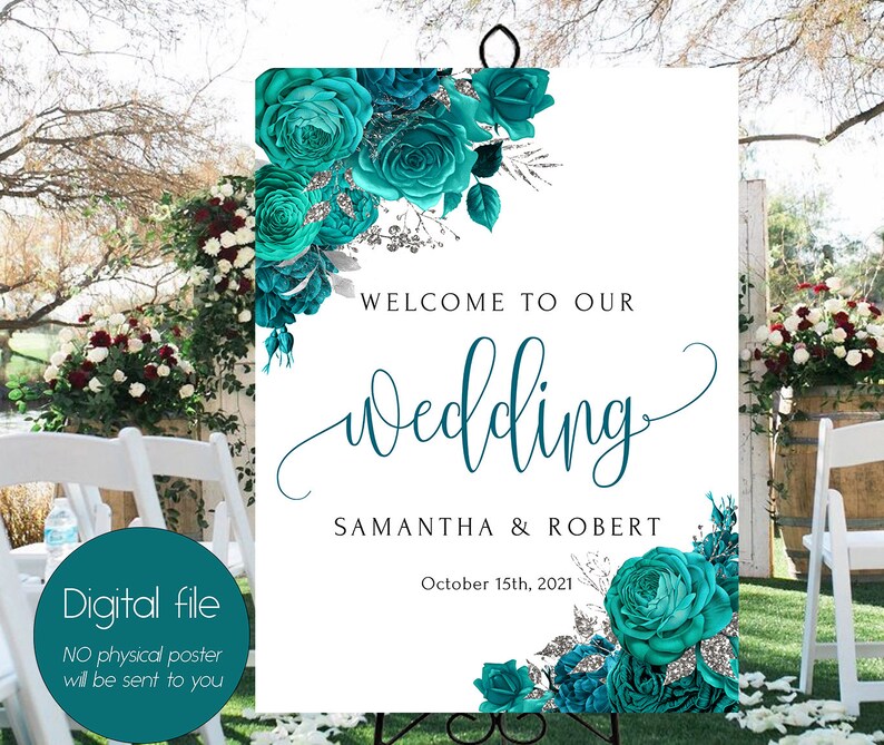 Teal Green Welcome Sign, Welcome Sign, Welcome Template, Teal ...