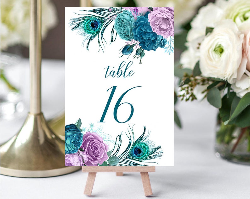 Teal Wedding Table Numberspeacock Theme Table Numbersteal | Etsy
