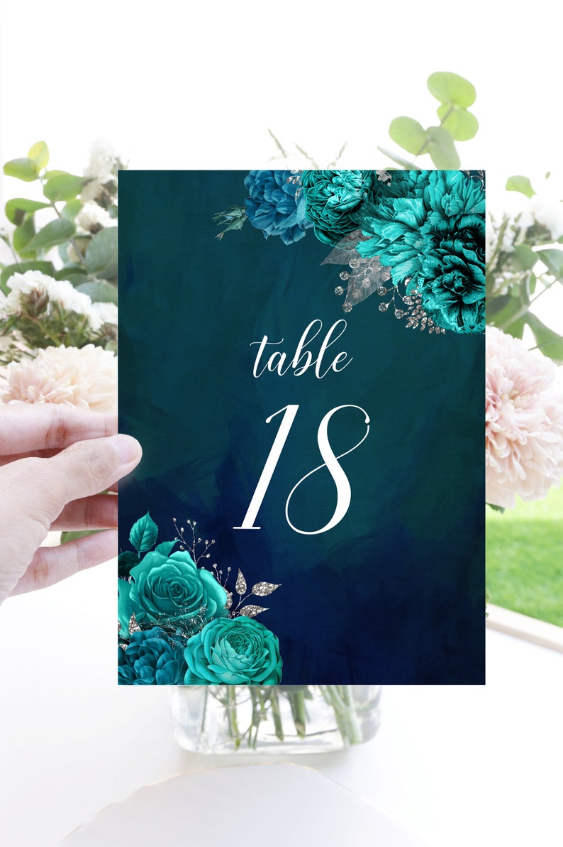 Teal Table Numbers Teal Wedding Themetable Numbersteal - Etsy