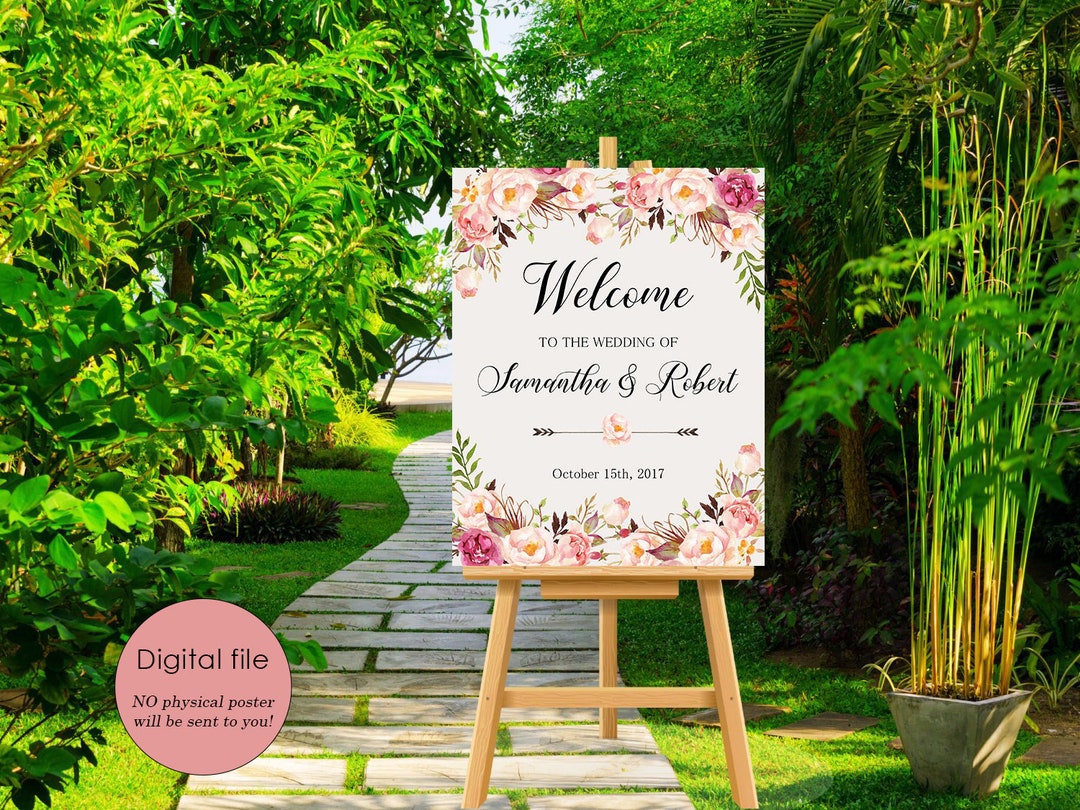 Wedding Welcome Sign,wedding Decoration, Printable Wedding Sign,peach ...