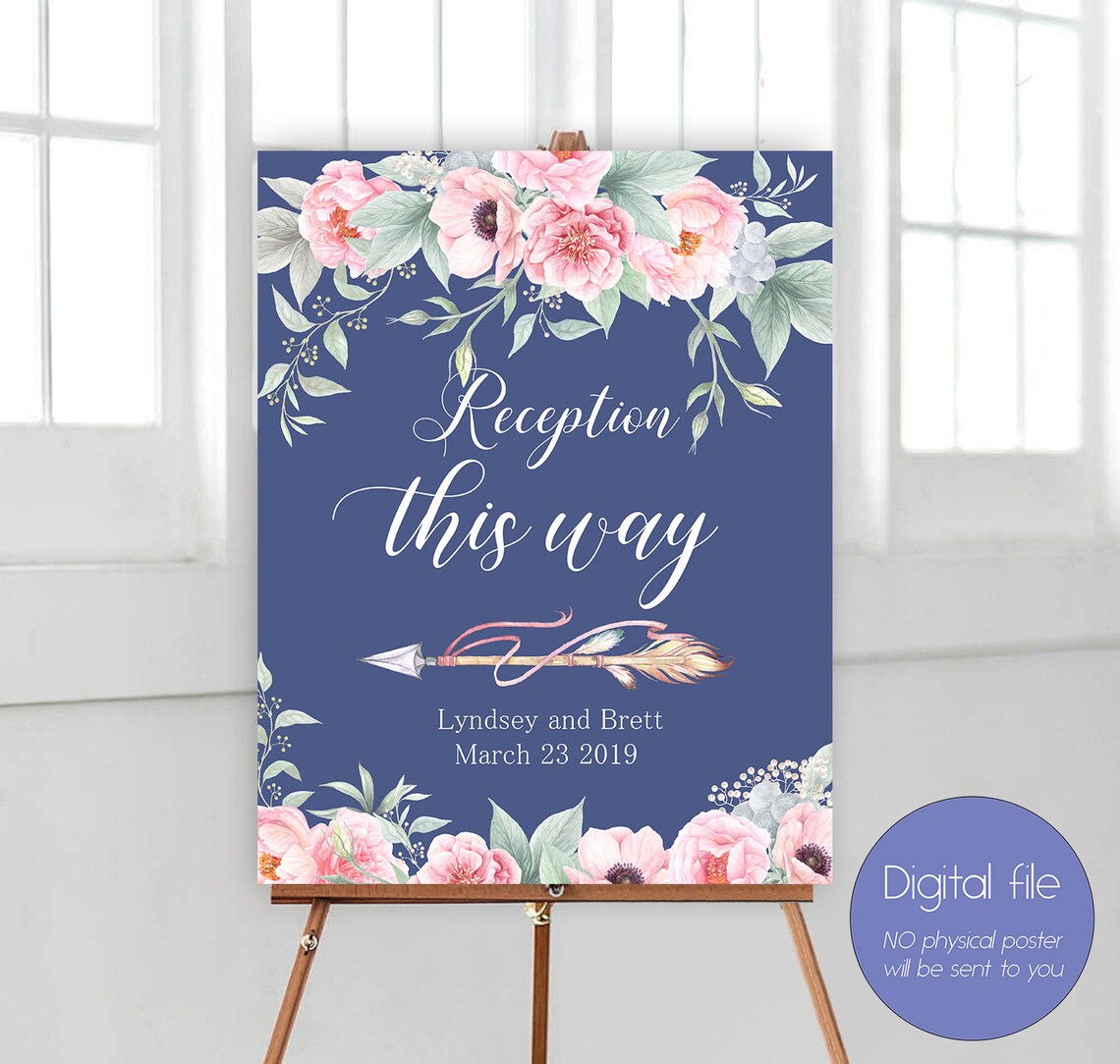 Reception This Way Signwedding Direction Signblue Blush - Etsy