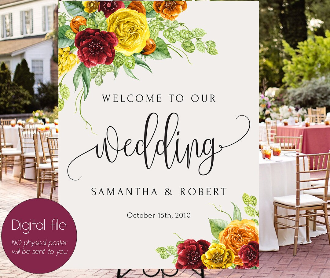 Autumn Wedding Sign, Welcome Wedding Sign,wedding Fall Decoration ...