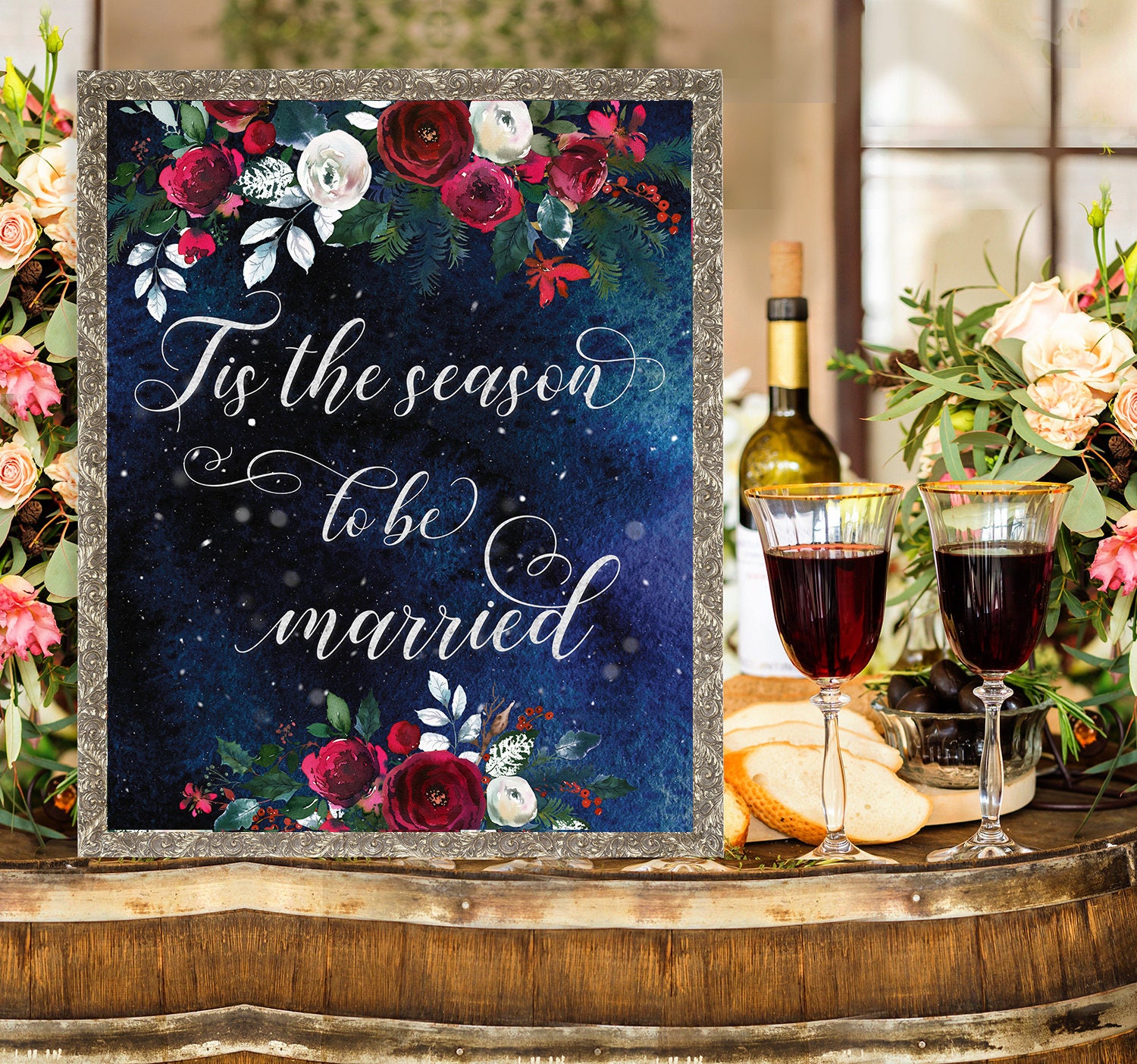 Tis the Season to Be Married Wedding Sign Christmas Winter New Year ...