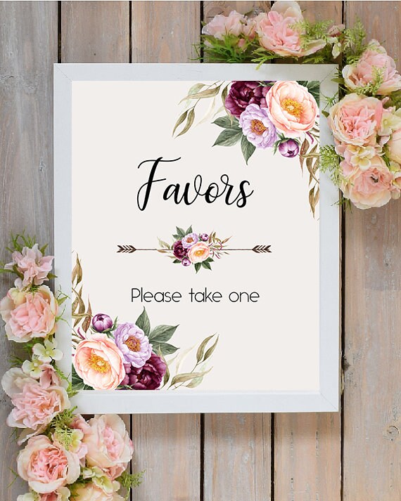 Favors printable signWedding Printable SignPurple Violet | Etsy