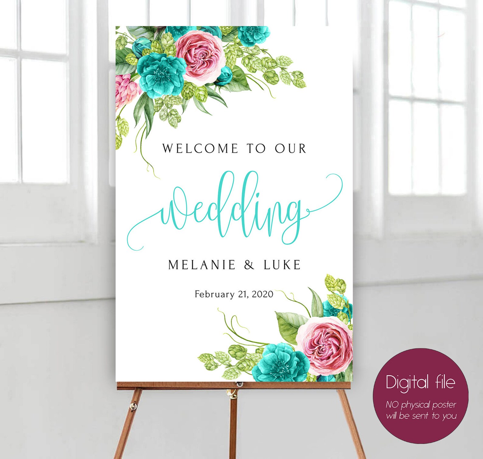 Teal Welcome Signblush and Teal Decorationwelcome Wedding - Etsy