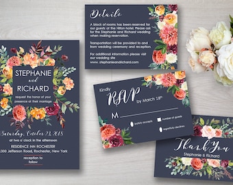 Rustic Boho Wedding Bundle Rustic Wedding Invitation Rustic - Etsy