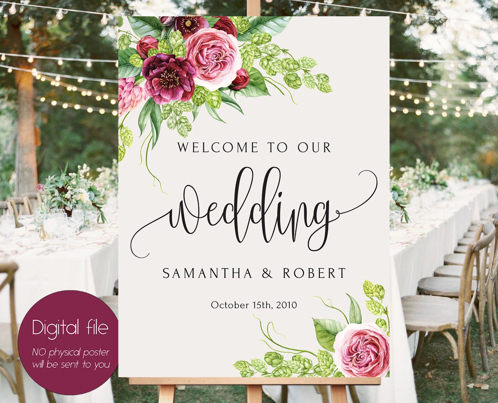 Welcome Wedding Sign,welcome Wedding Reception Sign,burgundy Blush ...