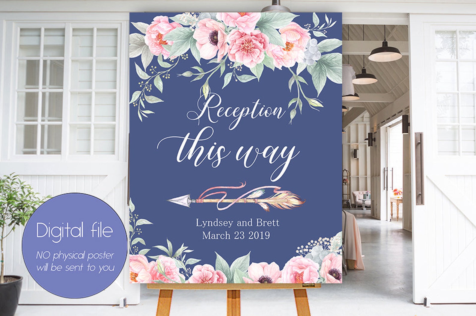 Reception This Way Signwedding Direction Signblue Blush - Etsy