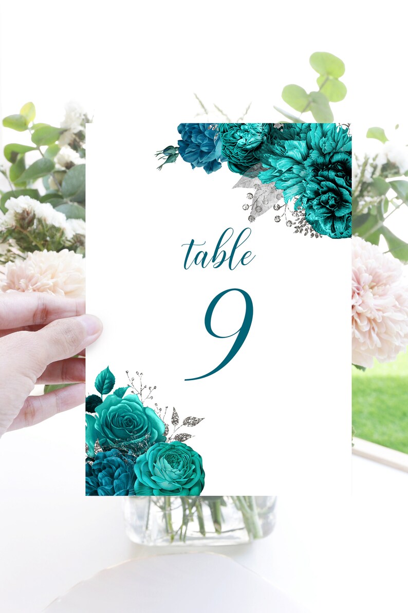 Teal Table Numbers Teal Wedding Themetable Numbersteal - Etsy
