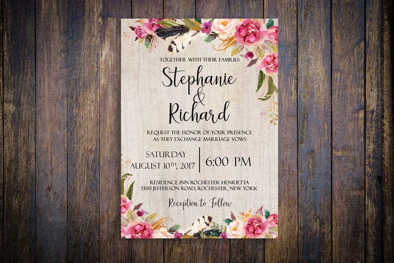 Wedding Rustic Invitation Printable Wedding Invitation - Etsy