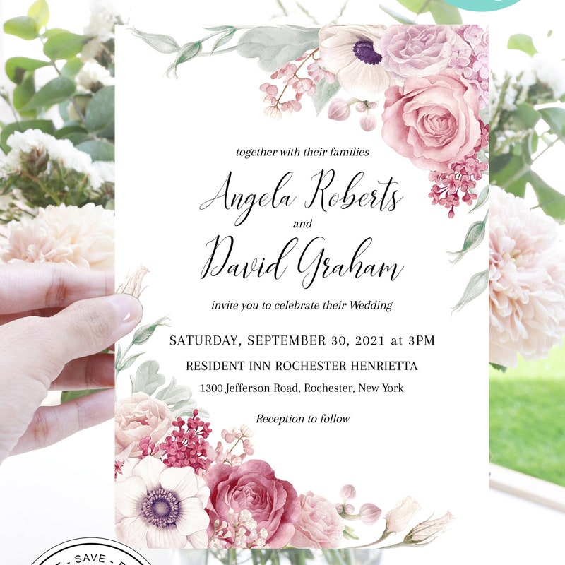Mauve Wedding Invitation - Etsy