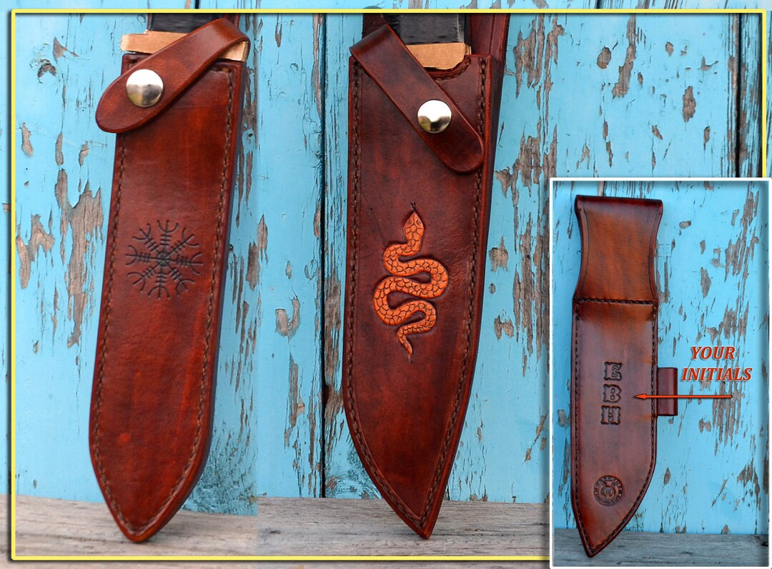 PERSONALISED Leather Knife Sheaths With Your Logo Or Symbol. Handmade ...