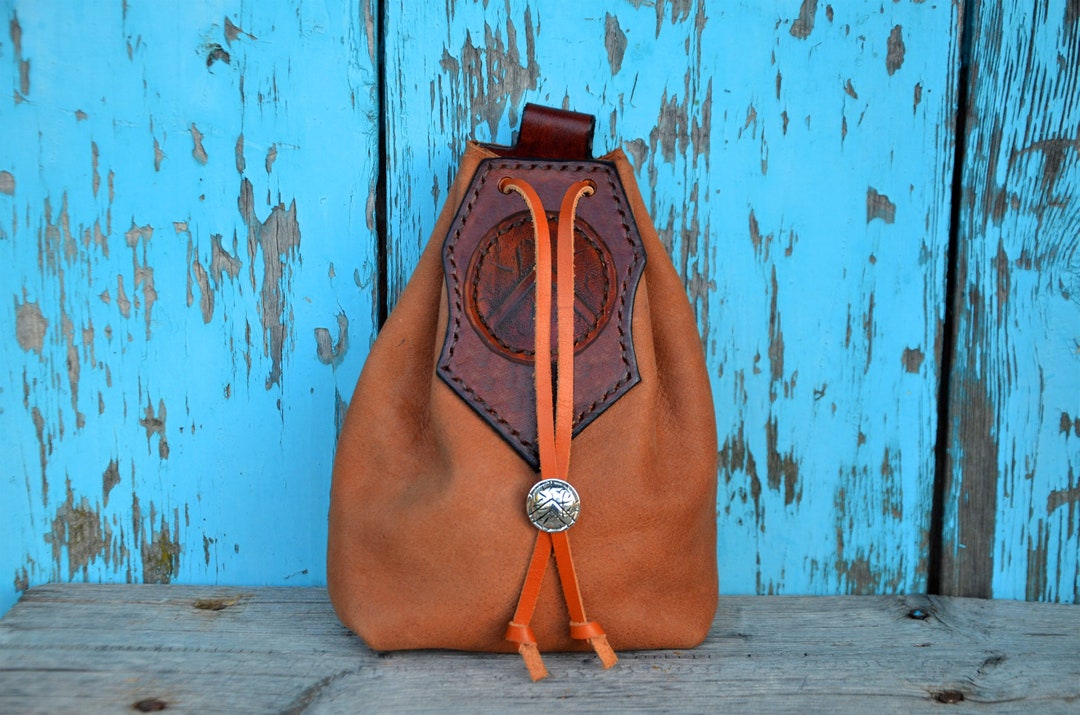Handmade Leather Tinder Pouch: Stamped Drawstring Bag With Belt Loop - Etsy