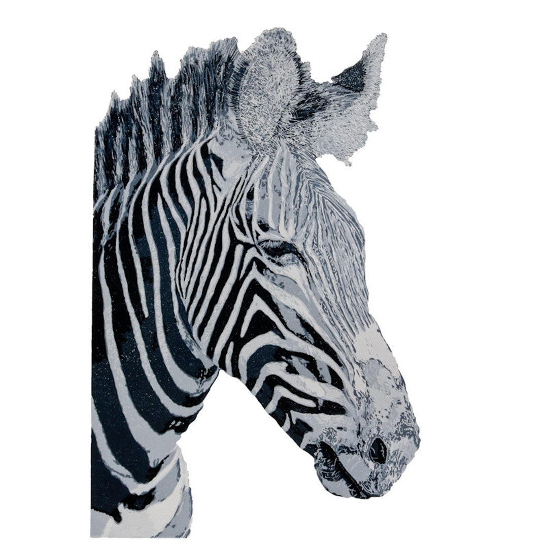 Zebra, Linocut, Original Linoprint, Reduction, Hand Printed, Gift ...