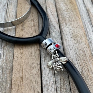 Vet Stethoscope ID Tag With Charm, Dog Paw Charm, Stethoscope Charm for ...