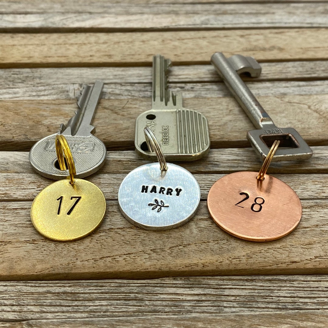Personalized Hand Stamped Hotel Keychain, Custom Metal Tag for Cabin ...