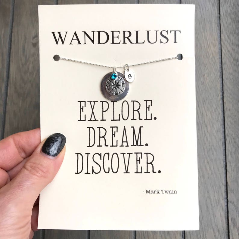 Wanderlust Necklace Compass Necklace Traveler Gift Ideas - Etsy