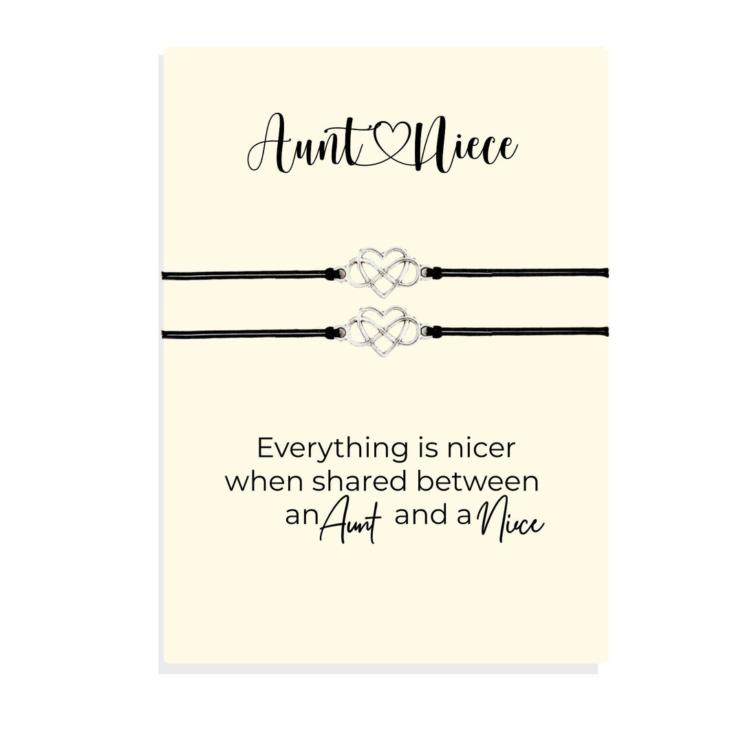 Aunt and Niece Matching Bracelets, Set of Two Heart Infinity Charm ...