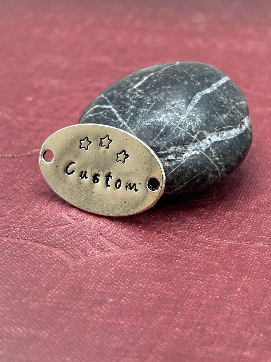 Custom Silver Oval Tag, Hand Stamped Retro Label, Engraved Hand Punched ...