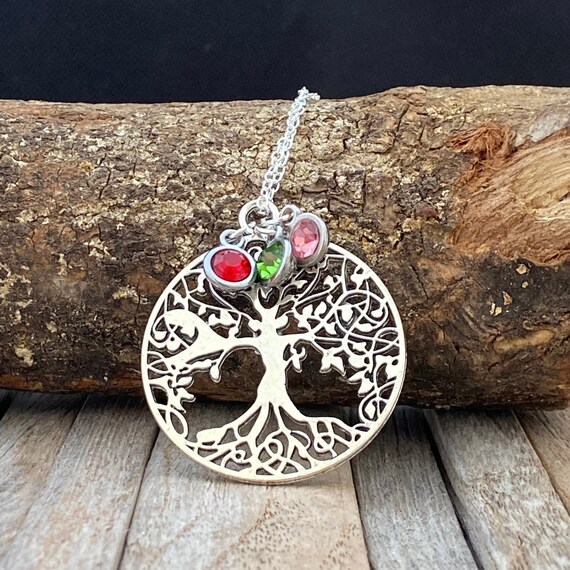 Birthstone Tree Necklace Family Tree Necklace Birthstone Tree - Etsy