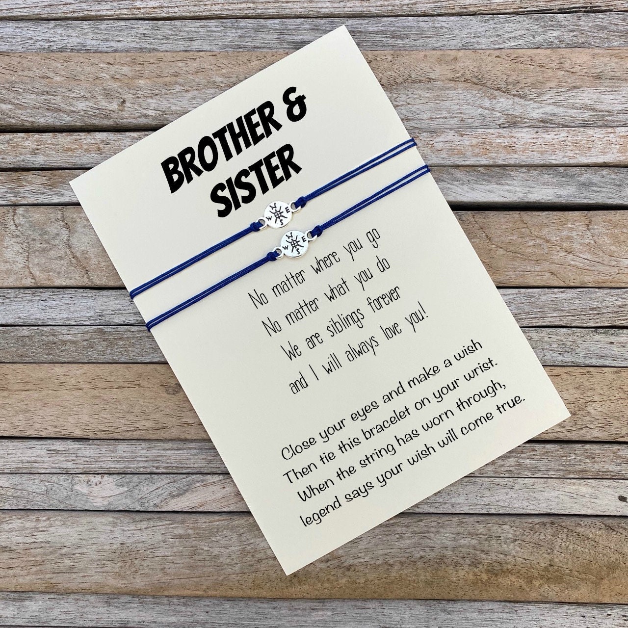 Brother Sister Wish Bracelet Set, Gift for Brother, Gift for Sister ...