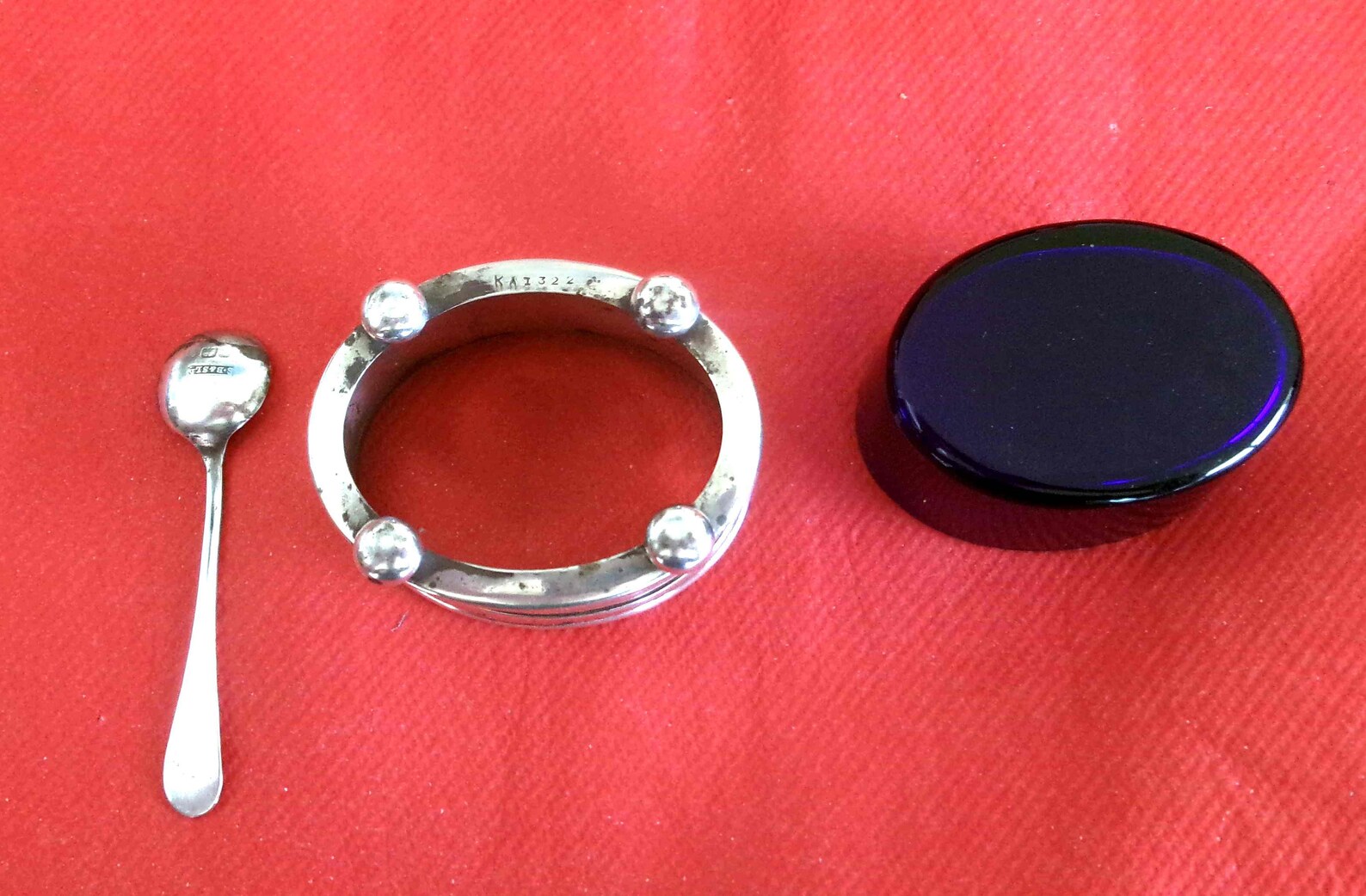 Antique Sterling Silver Oval Condiment Dish With Cobalt Blue Glass ...