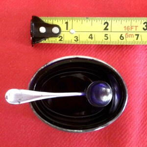 Antique Sterling Silver Oval Condiment Dish With Cobalt Blue Glass ...