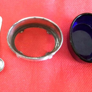 Antique Sterling Silver Oval Condiment Dish With Cobalt Blue Glass ...