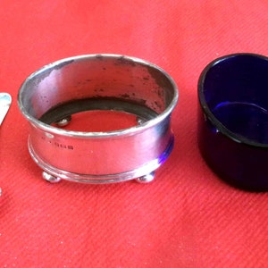 Antique Sterling Silver Oval Condiment Dish With Cobalt Blue Glass ...