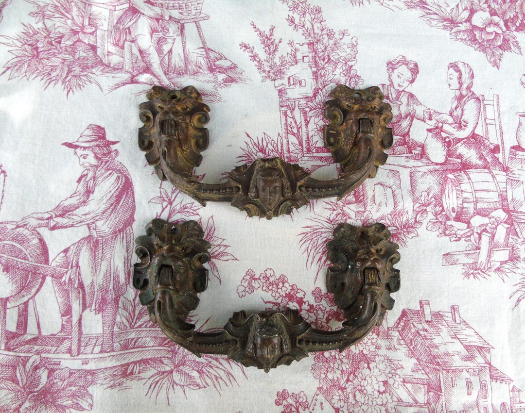 Pair of Antique French Art Nouveau Solid Bronze Cupboard Handles,drawer ...