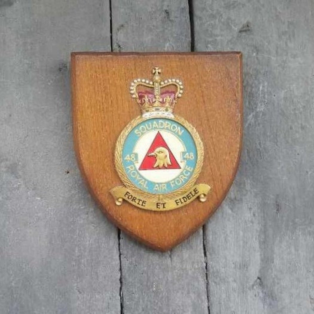 Vintage R.A.F royal Air Force Squadron Wooden Shield Plaque,wall-office ...
