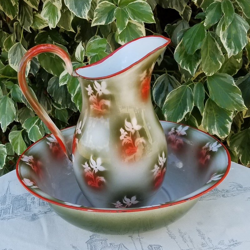 French Enamelware Pitcher - Etsy